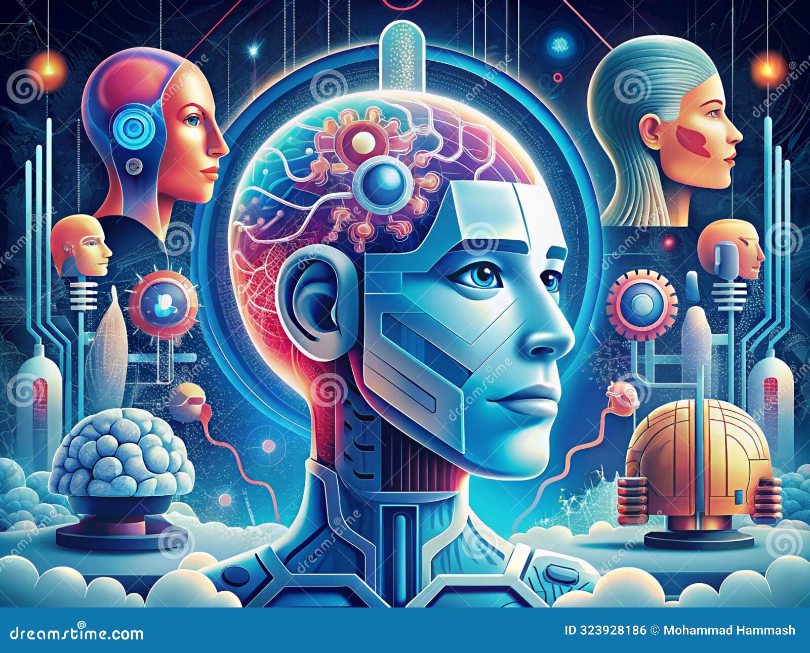 Futuristic Human Astronauts Meeting Aliens On Highway, Ai Illustration ...