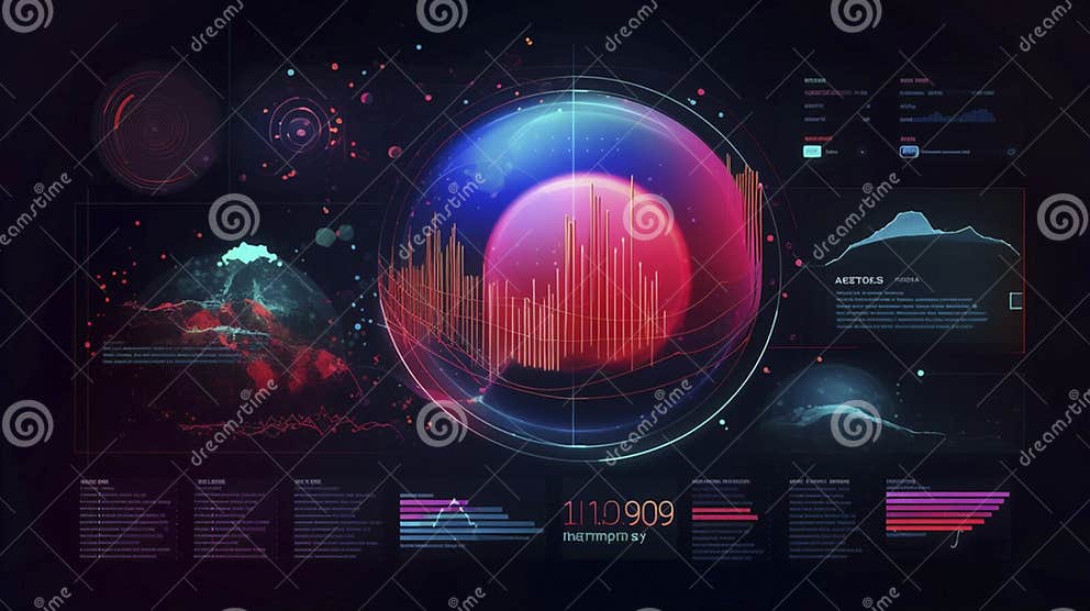 Abstract Futuristic Infographic with Visual Data Complexity, Represent Big Data Concept, Node ...
