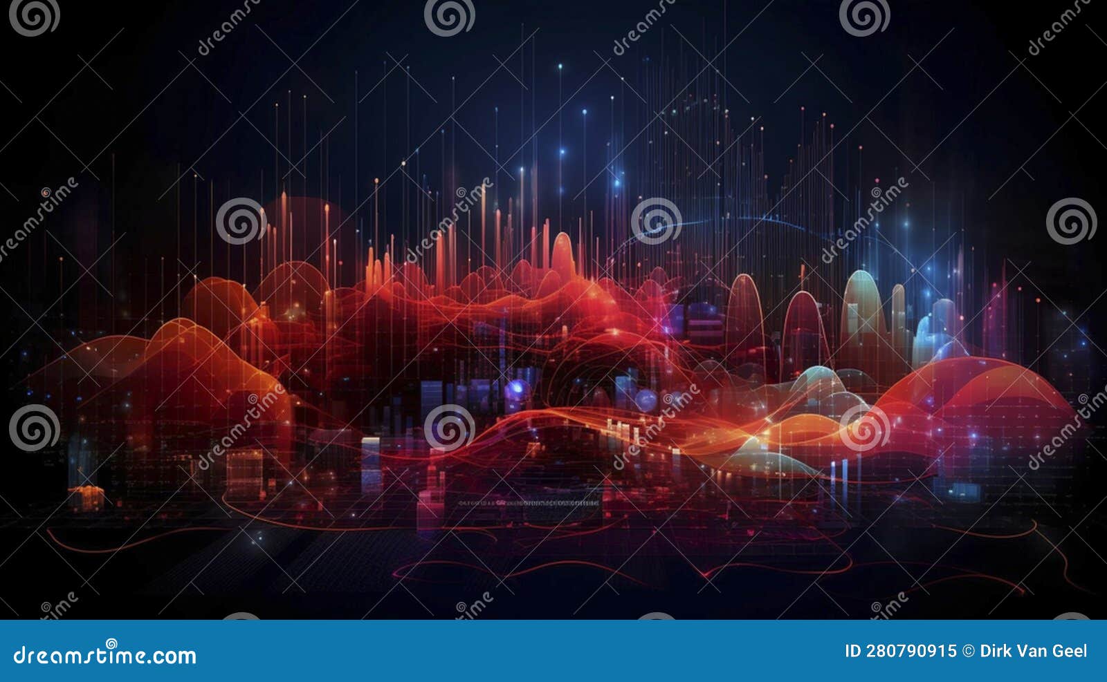 Abstract Futuristic Infographic with Visual Data Complexity, Represent Big Data Concept, Node ...