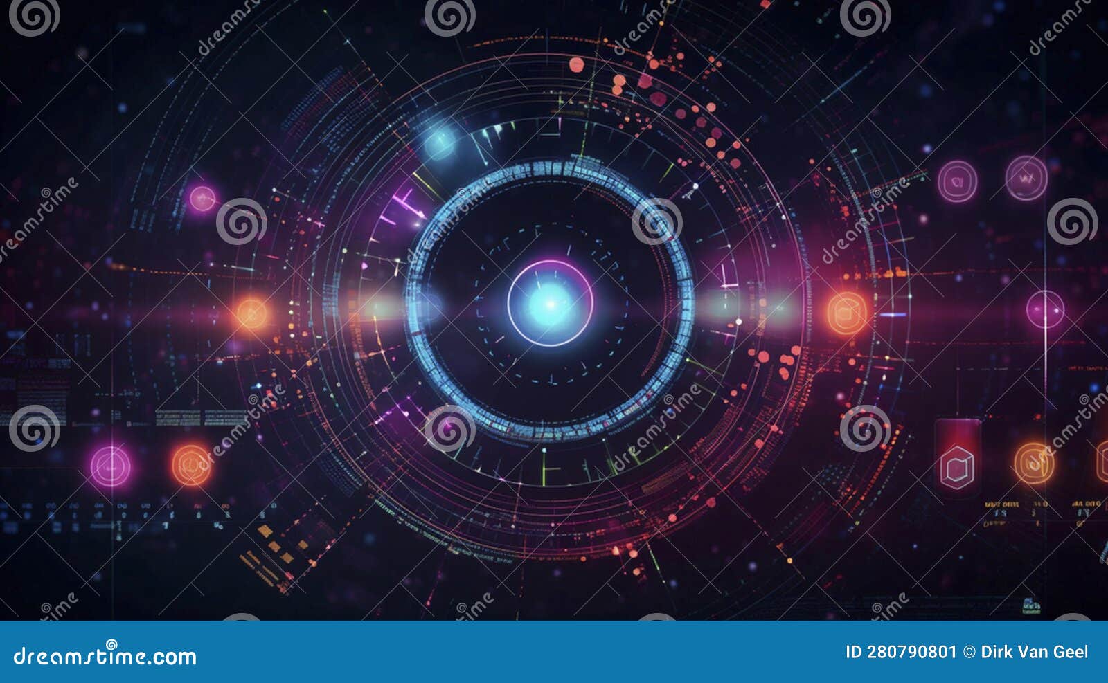 Abstract Futuristic Infographic with Visual Data Complexity, Represent Big Data Concept, Node ...