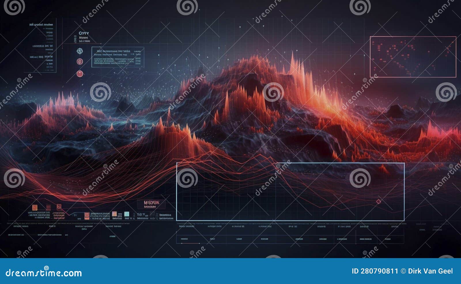 Abstract Futuristic Infographic with Visual Data Complexity, Represent Big Data Concept, Node ...