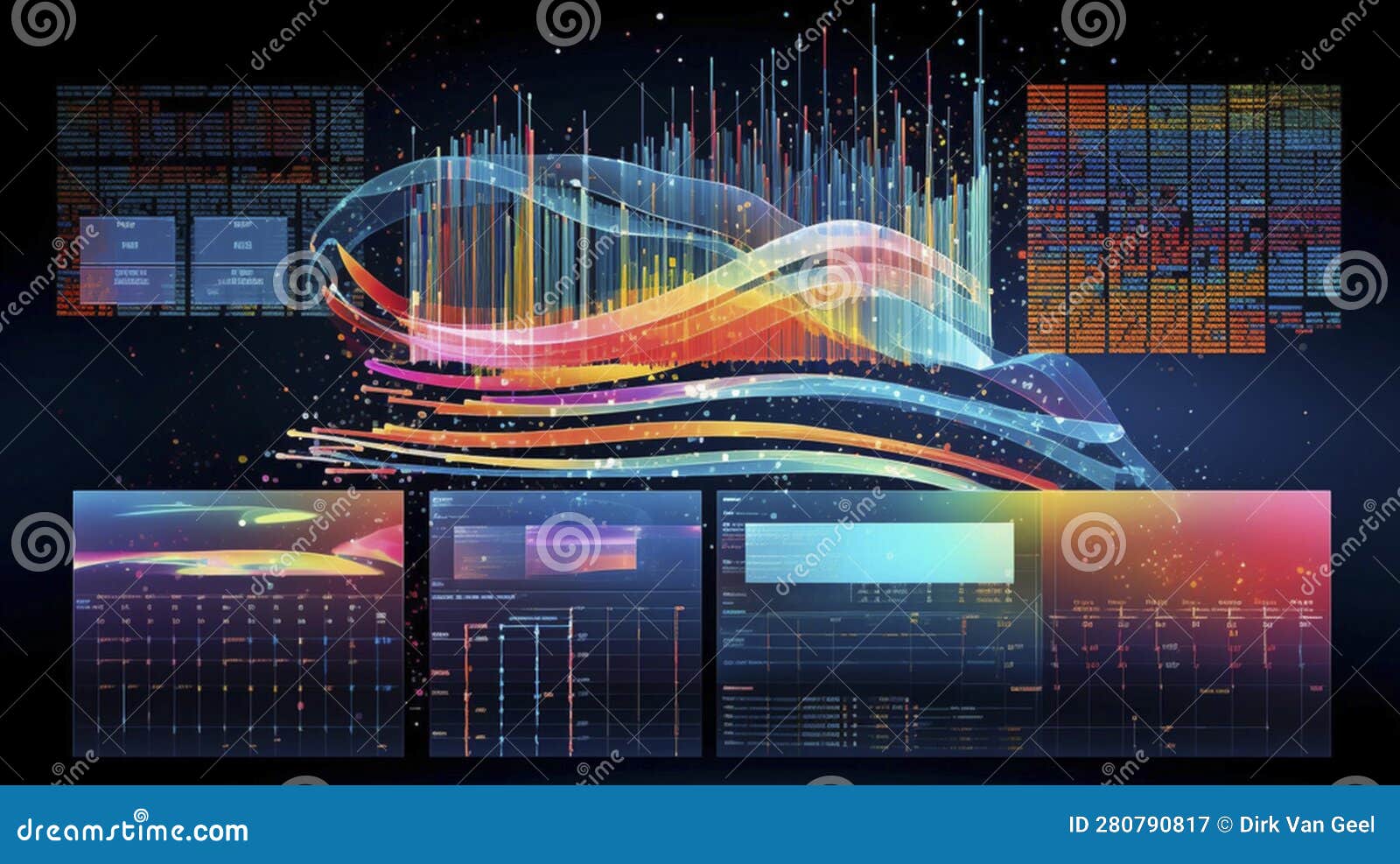 Abstract Futuristic Infographic with Visual Data Complexity, Represent Big Data Concept, Node ...