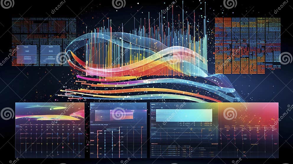 Abstract Futuristic Infographic with Visual Data Complexity, Represent Big Data Concept, Node ...