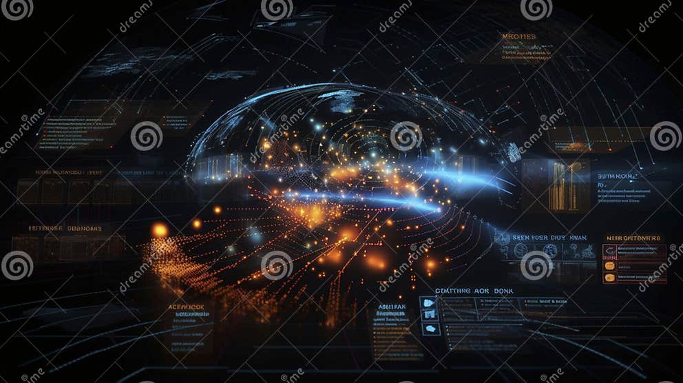 Abstract Futuristic Infographic with Visual Data Complexity, Represent Big Data Concept, Node ...