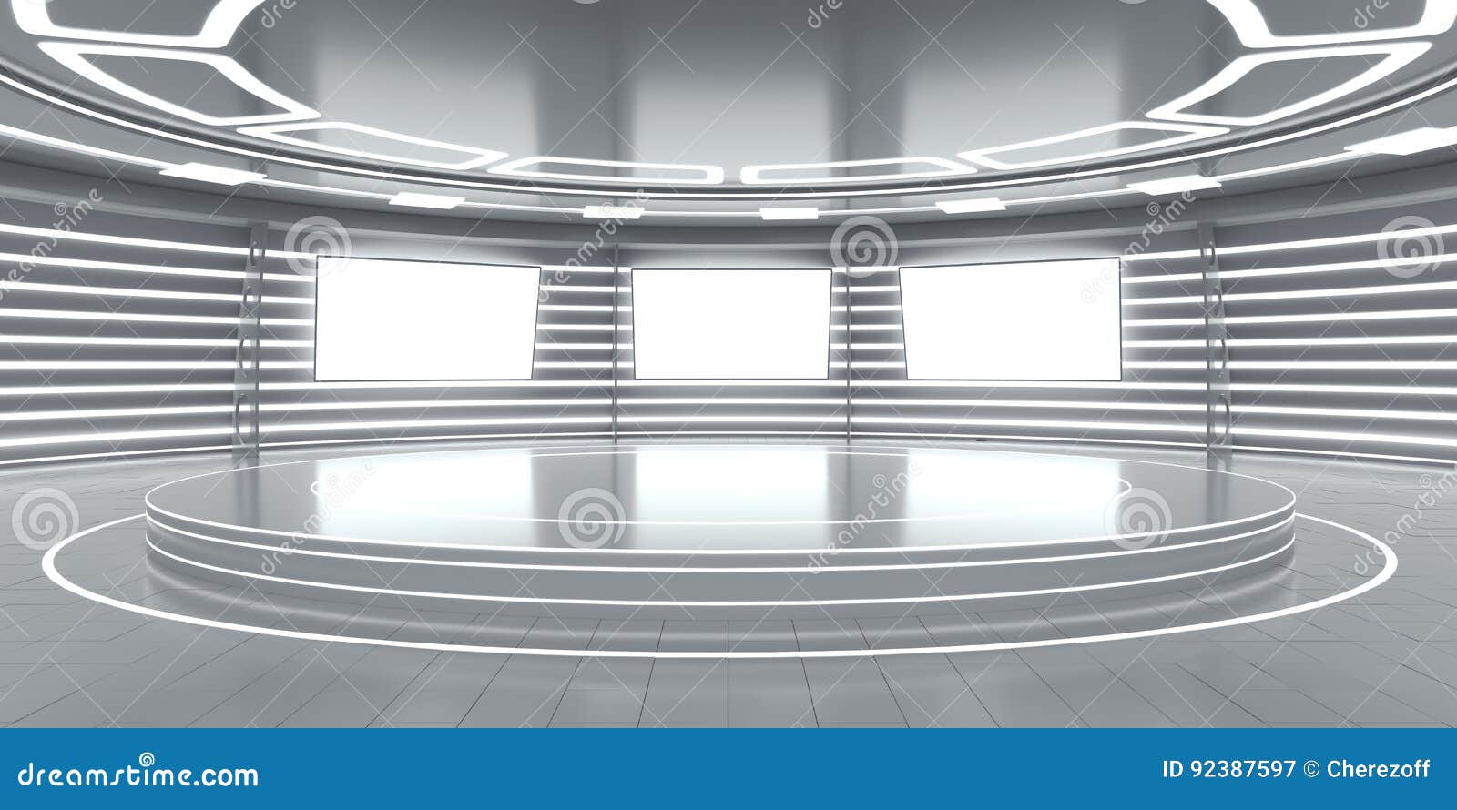 Abstract Futuristic Interior with Glowing Panels Stock Image - Image of ...