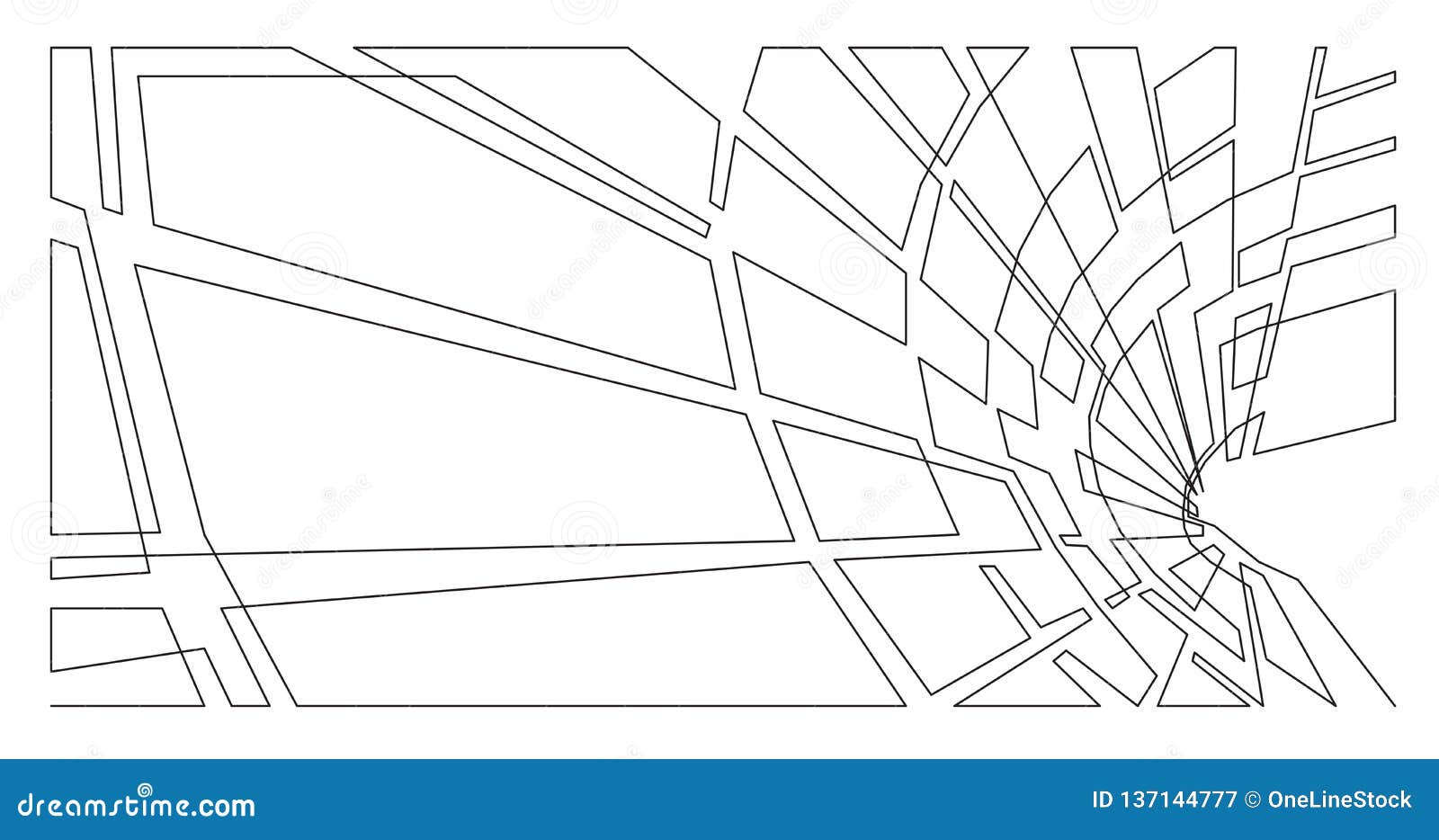 Abstract Futuristic Linear Single Line Vector Graphics on White ...