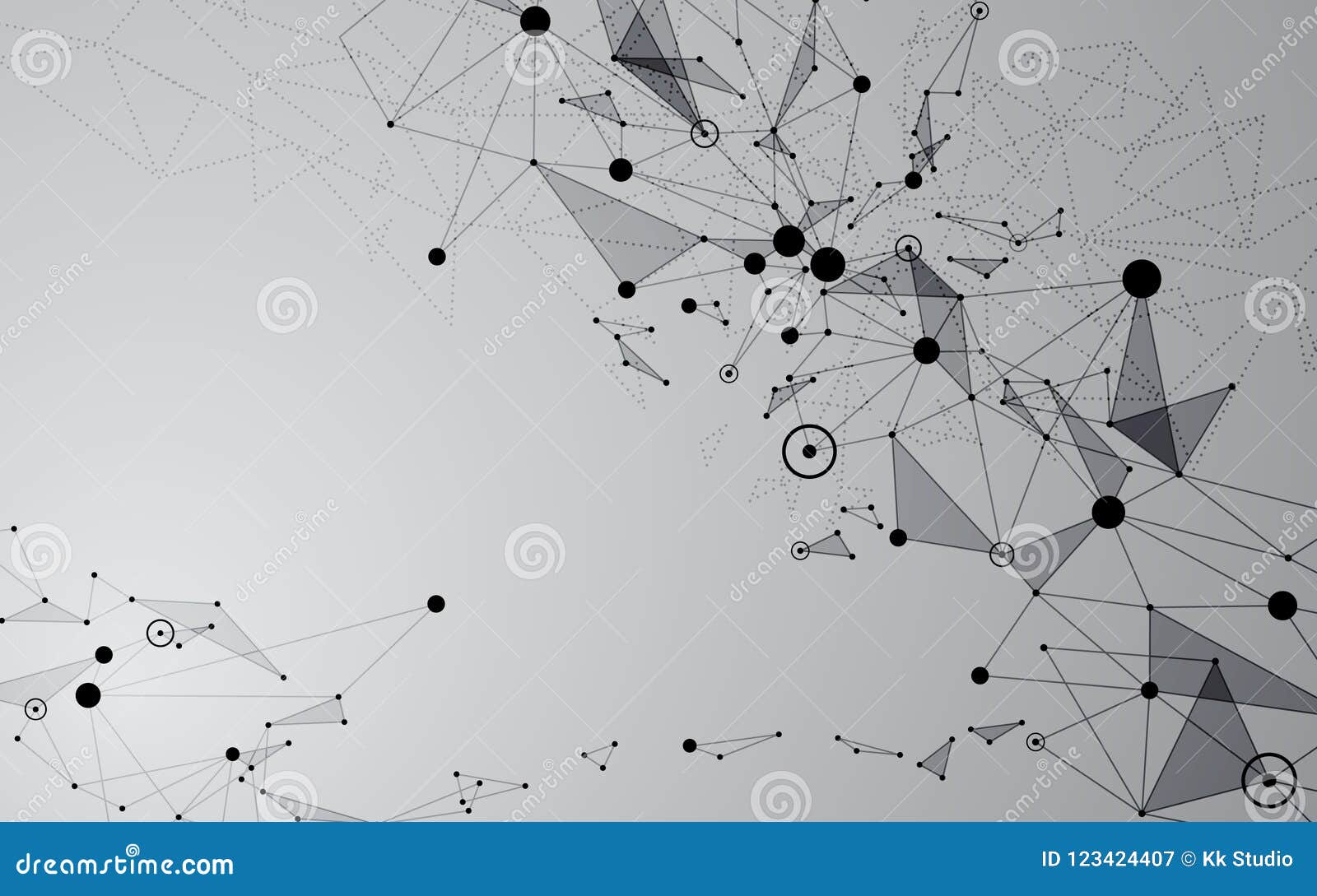 Abstract Futuristic Molecule Polygon and Line Connection on Black and ...