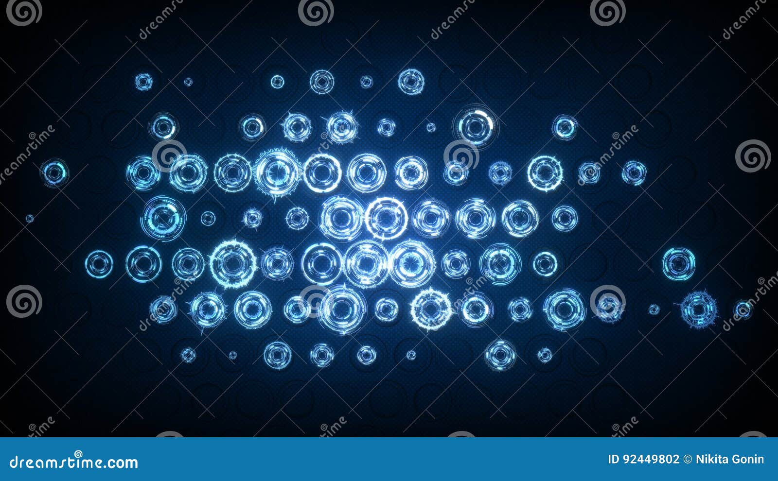 Abstract Futuristic Pattern of Blue Glowing Elements Stock Illustration ...