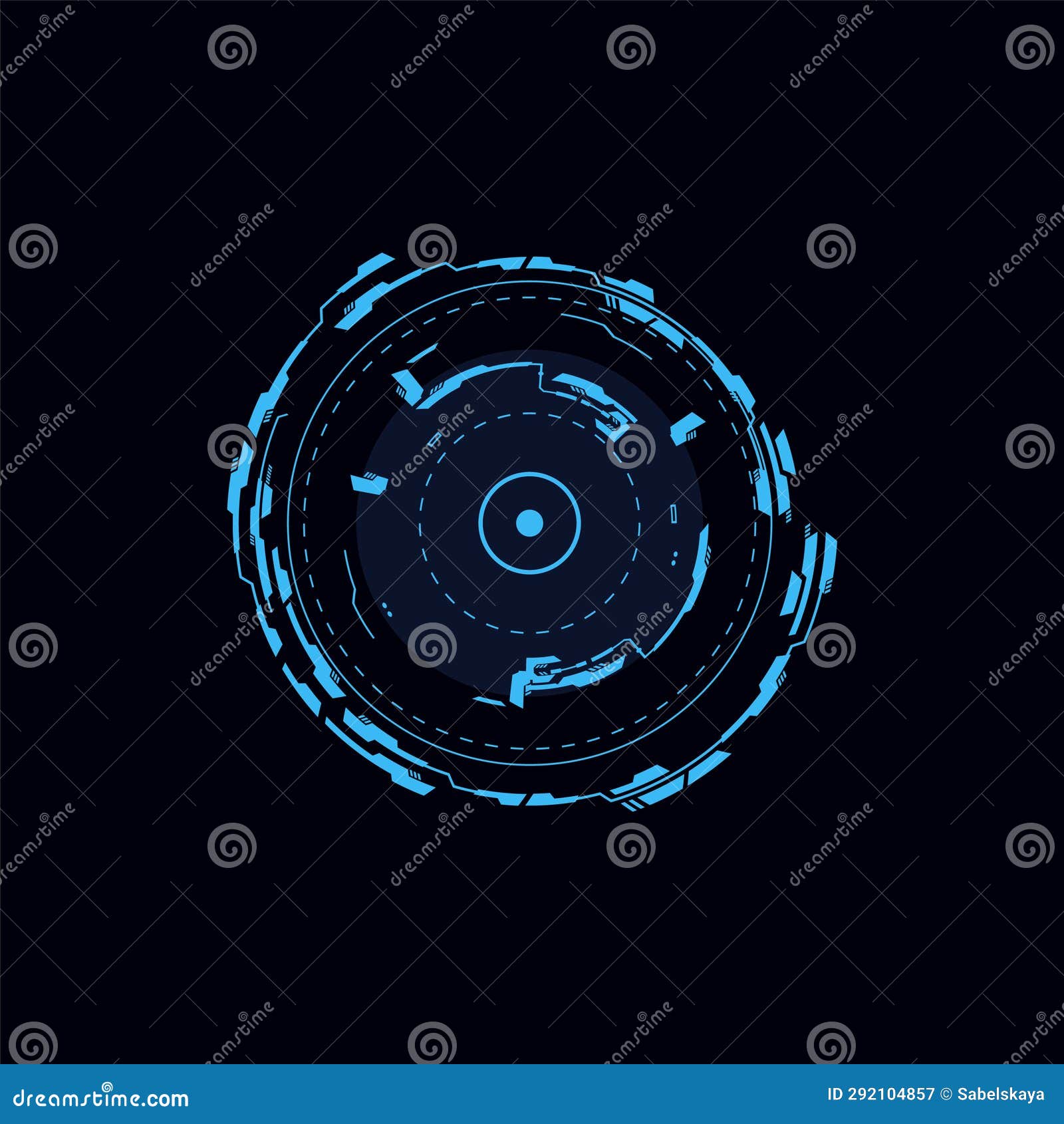 Abstract Futuristic Round, Vector Illustration, Isolated on Black ...
