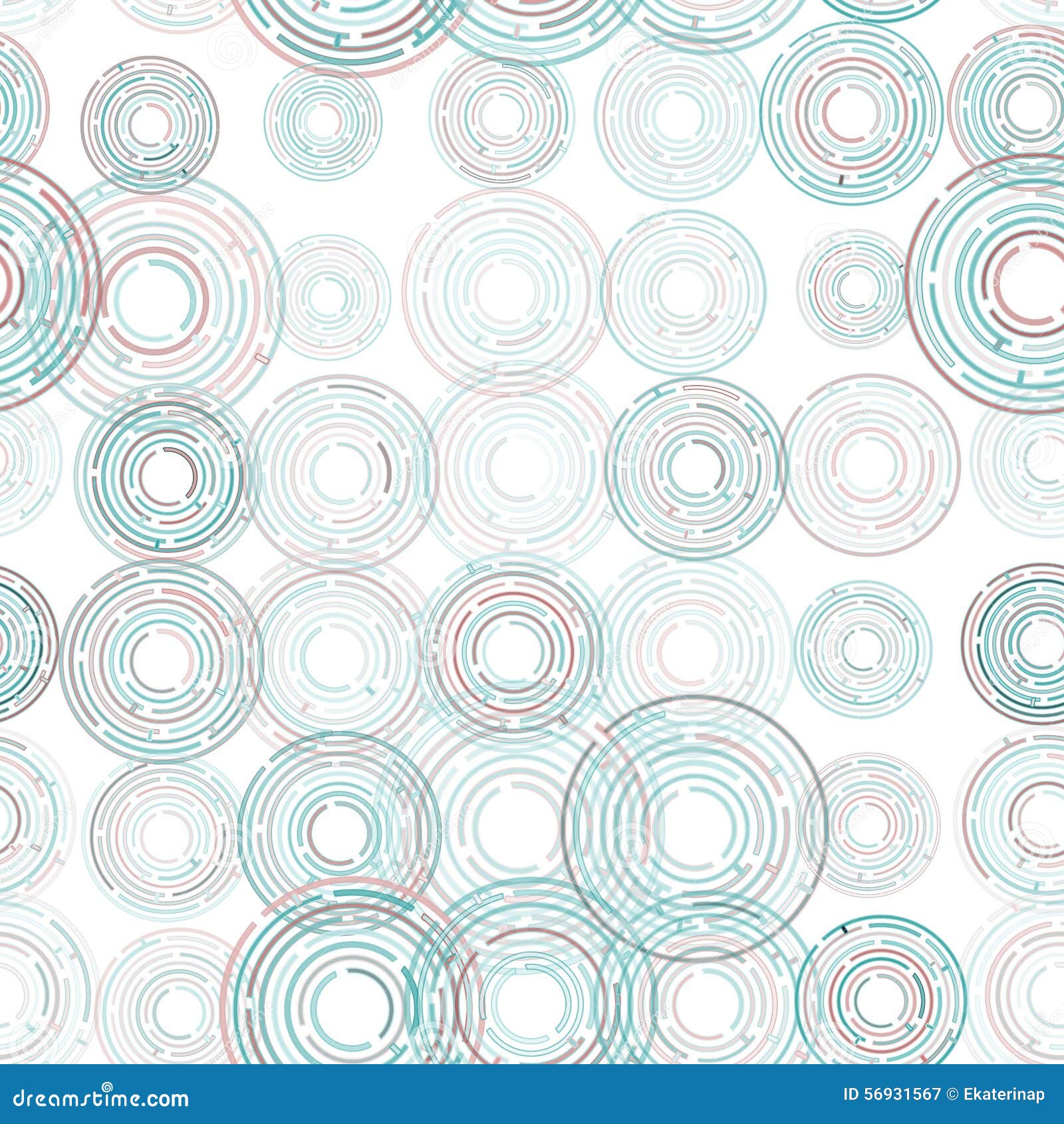 Abstract Futuristic Seamless Pattern, Blue Circles on White Background ...