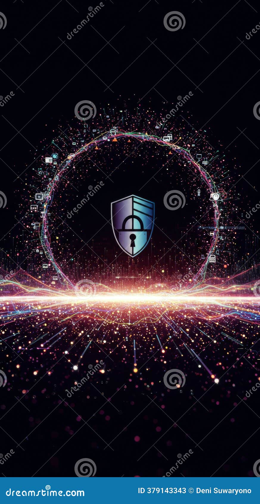 A Futuristic Shield Symbolizing Cybersecurity, Featuring Digital ...