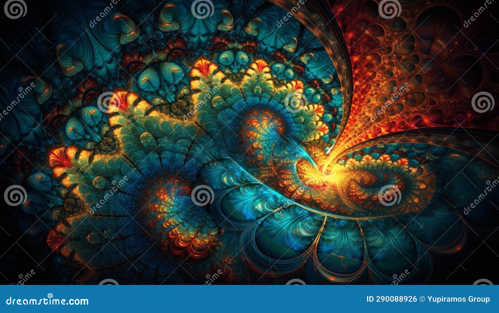Abstract Futuristic Spiral in Multi Colored , Glowing with Bright ...