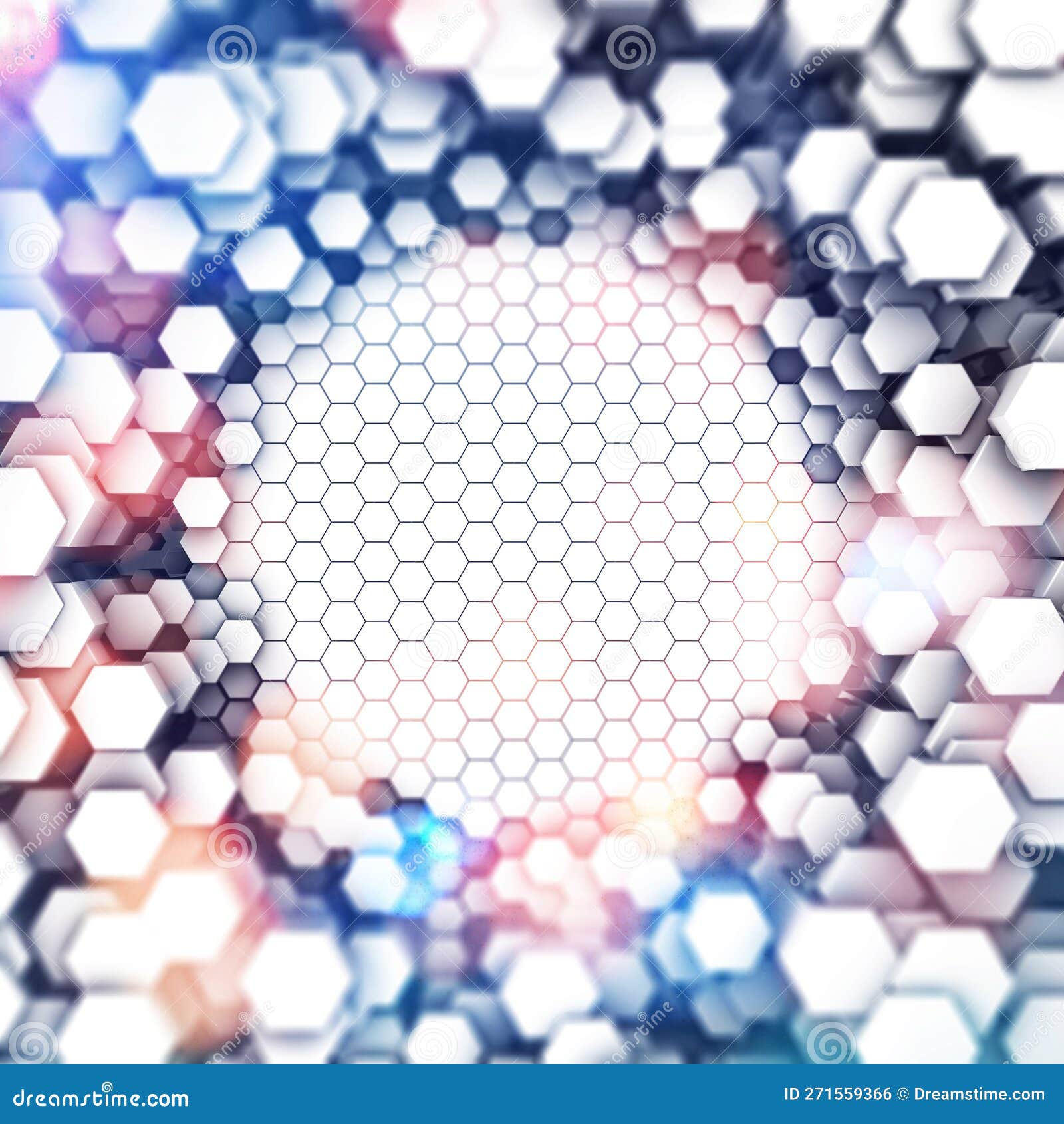 Abstract Futuristic Surface Hexagon Pattern with Colorful Light. 3D ...