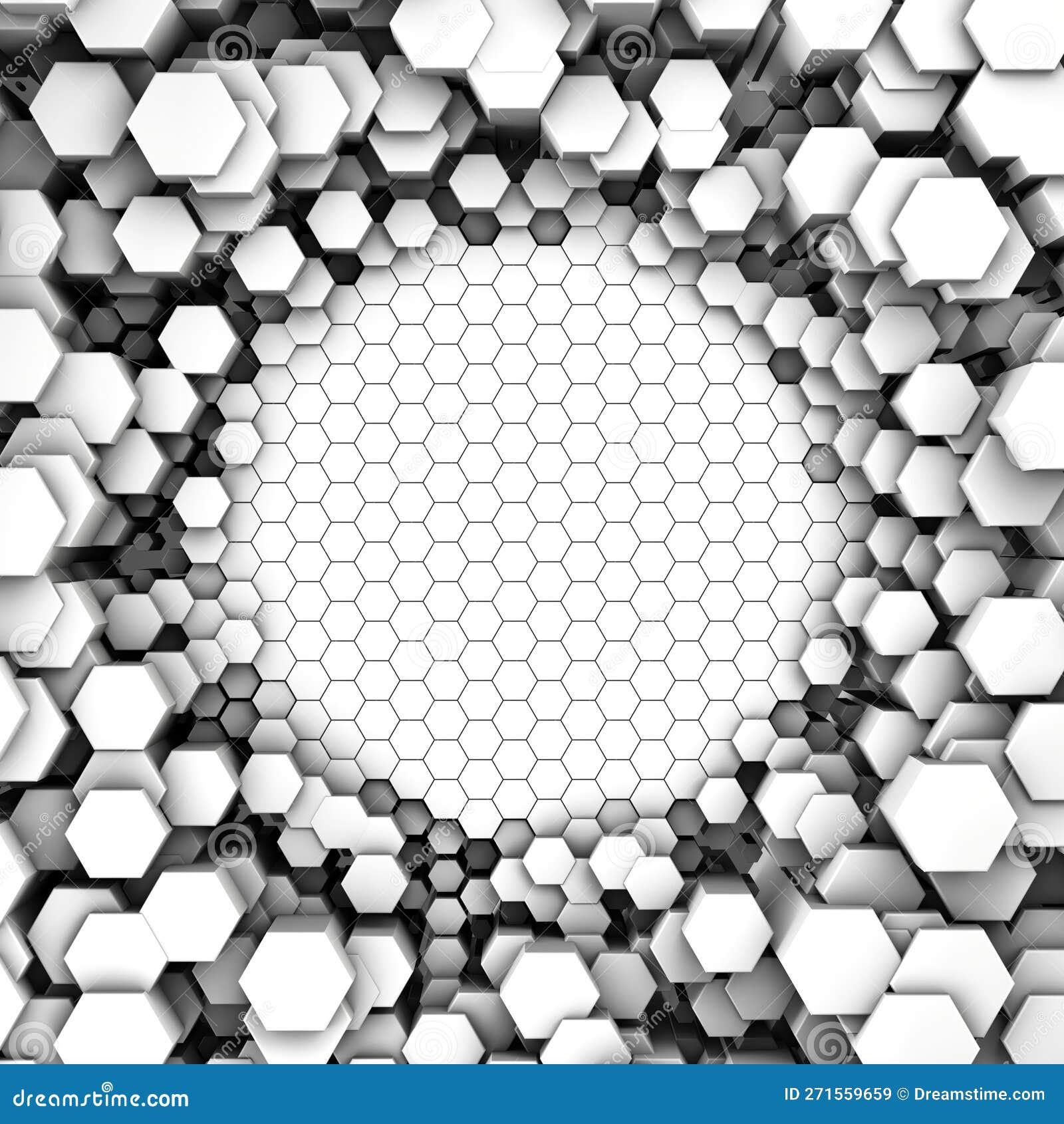 Abstract Futuristic Surface Hexagon Pattern. 3D Rendering Stock ...