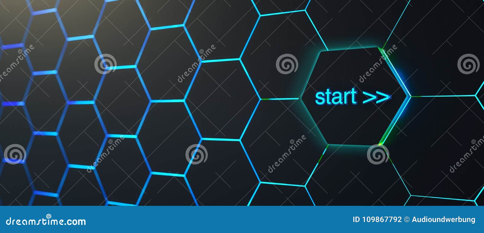 Abstract Futuristic Surface Hexagon Pattern with Light Rays Stock ...