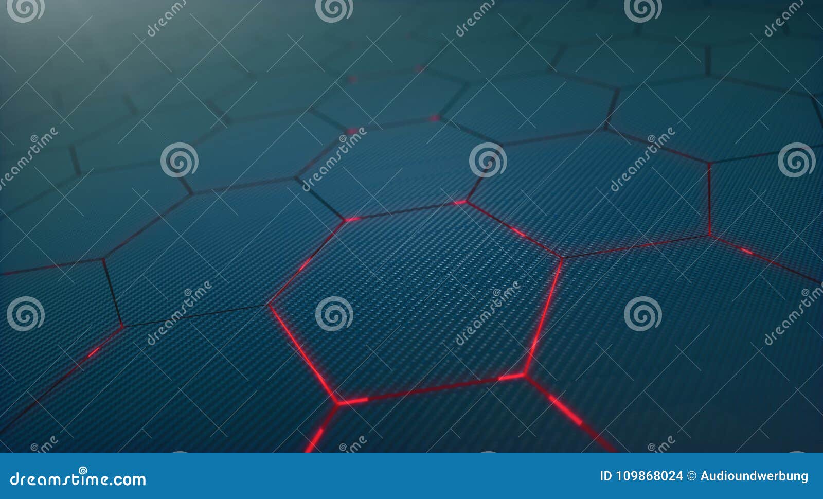 Abstract Futuristic Surface Hexagon Pattern with Light Rays Stock ...