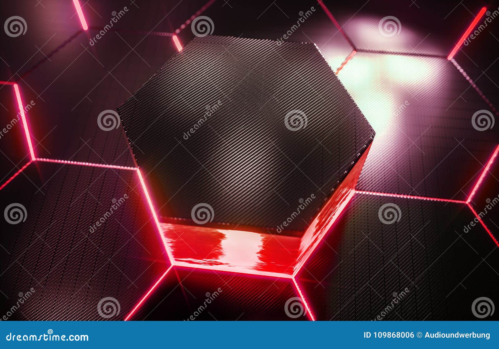 Abstract Futuristic Surface Hexagon Pattern With Light Rays Stock Illustration Illustration Of