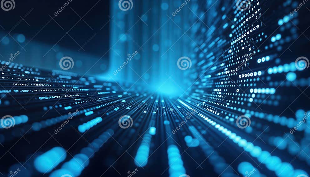 Abstract Futuristic Tech Background. Blue Lines of Binary Code. Digital, Abstract Pattern ...