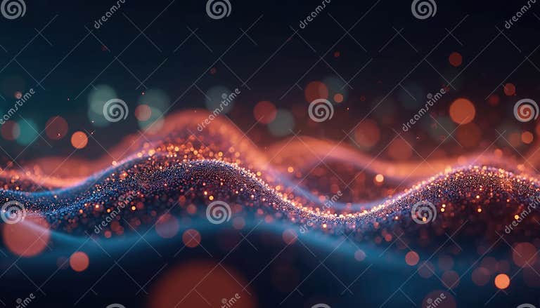 Abstract Futuristic Tech Background. Dynamic Wave Patterns. Glowing ...