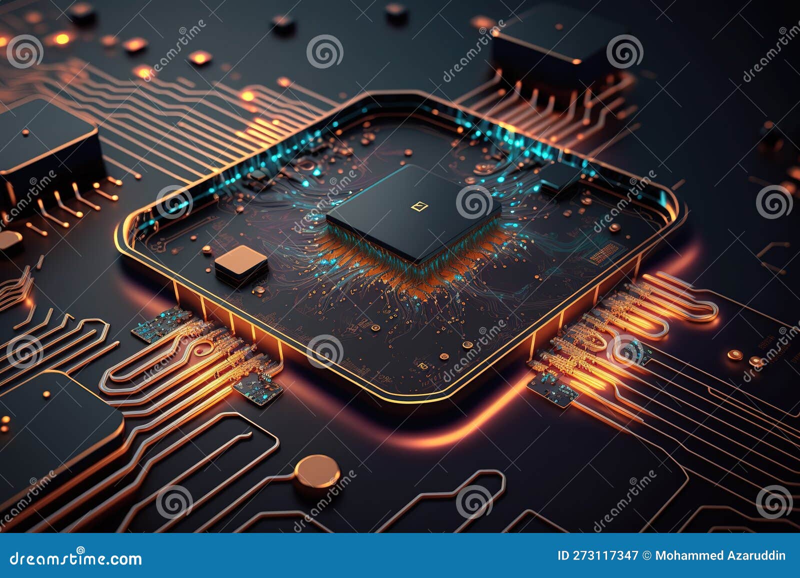 Abstract Futuristic Technological Background, Floating Circuits, Charts ...
