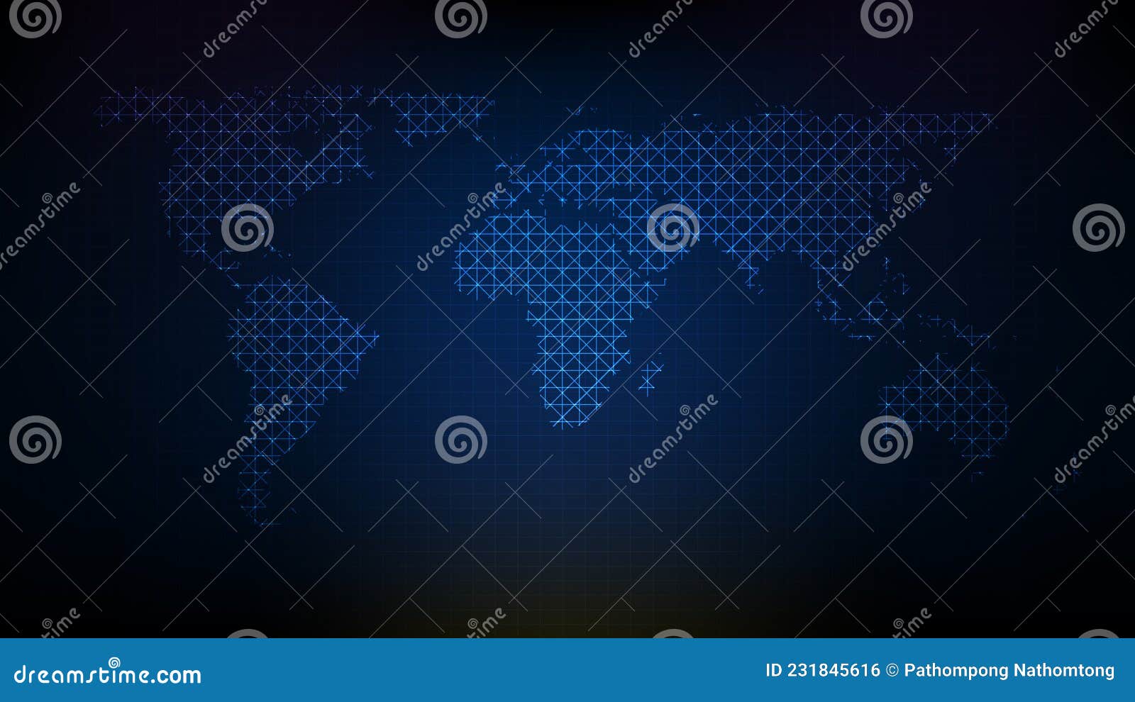 Futuristic Technology Background of Blue Digital World Map Stock Vector ...