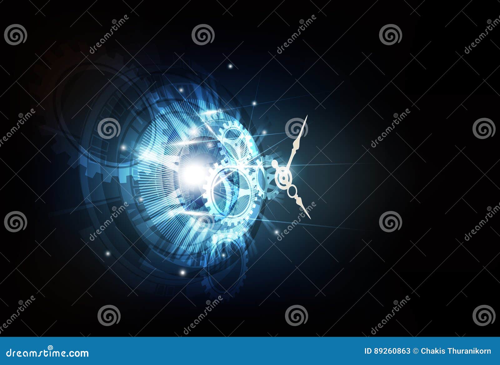 Abstract Futuristic Technology Background with Clock Concept and Time ...
