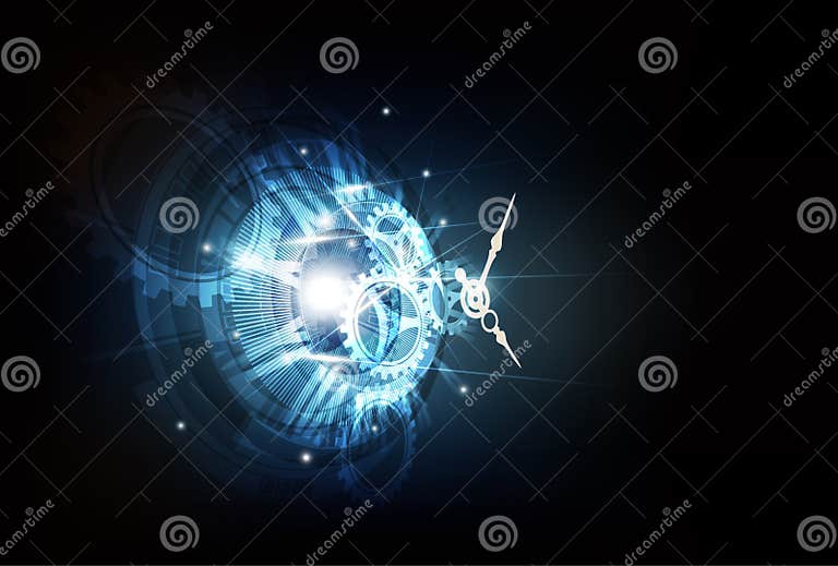 Abstract Futuristic Technology Background with Clock Concept and Time ...