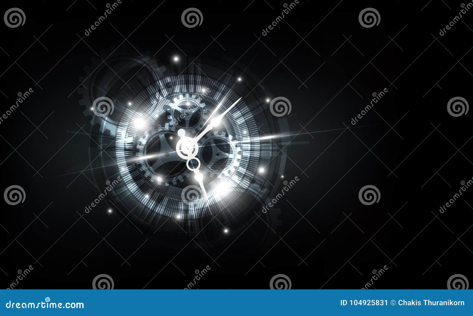Abstract Futuristic Technology Background with Clock Concept and Time ...
