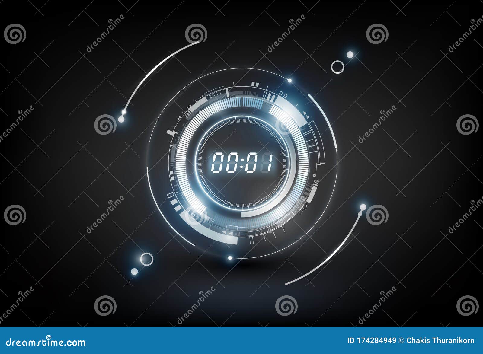 Abstract Futuristic Technology Background with Clock Concept and Time ...