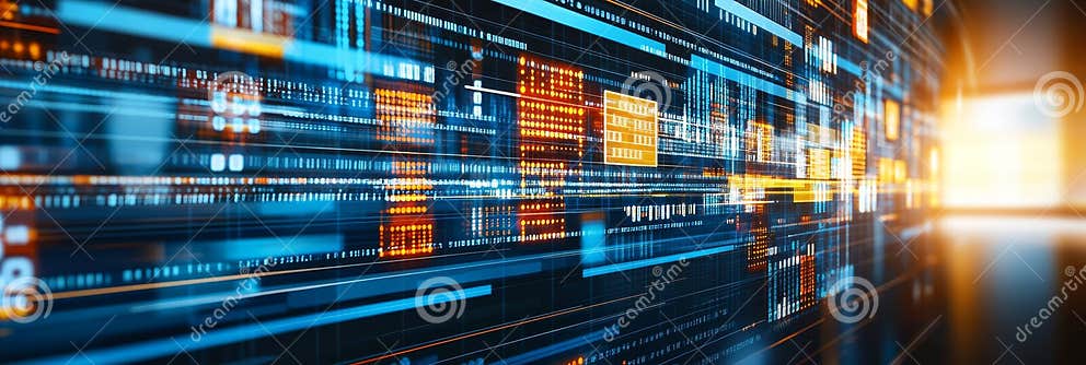 Abstract Futuristic Technology Background, Data Flowing through Digital ...