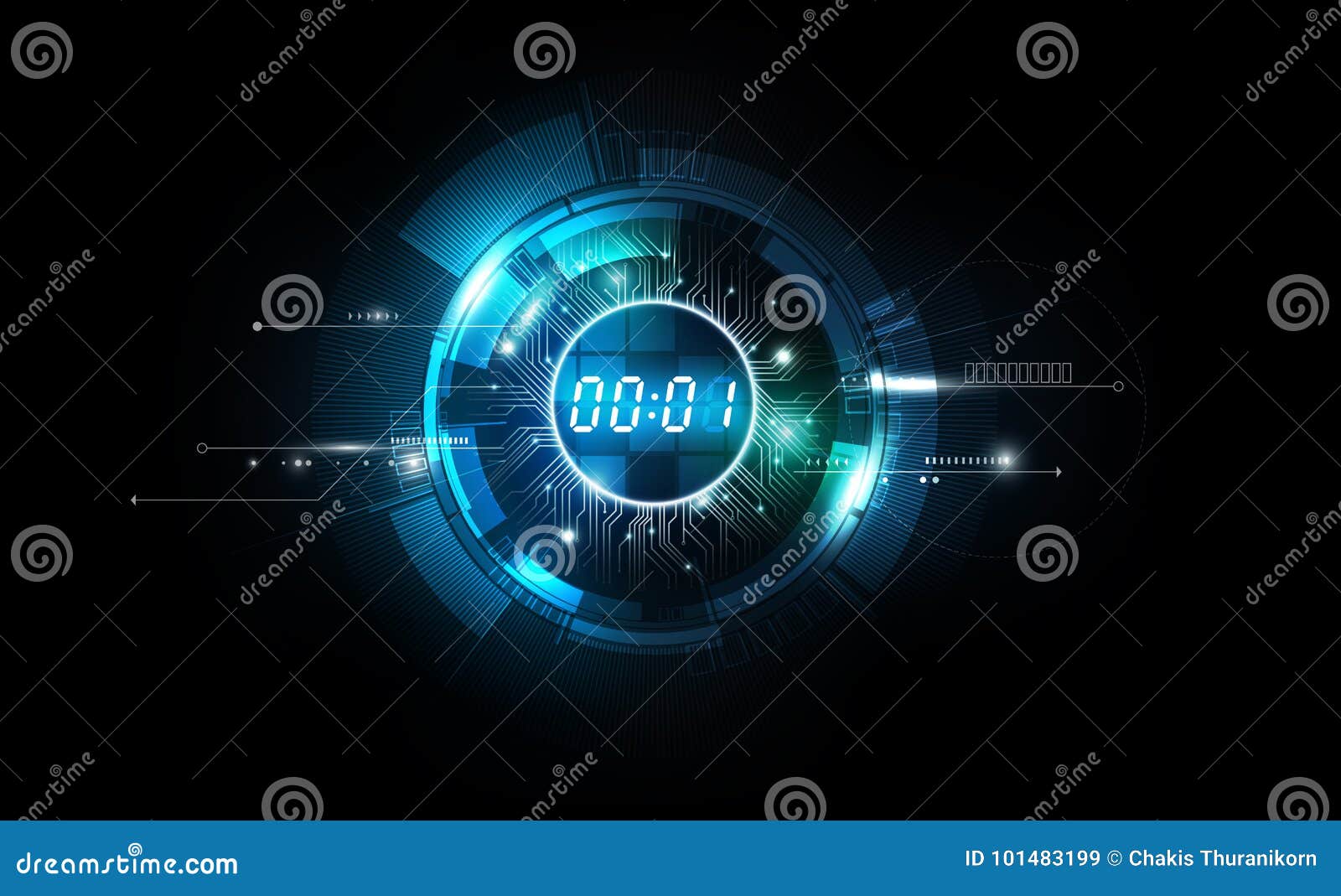 Abstract Futuristic Technology Background with Digital Number Timer ...