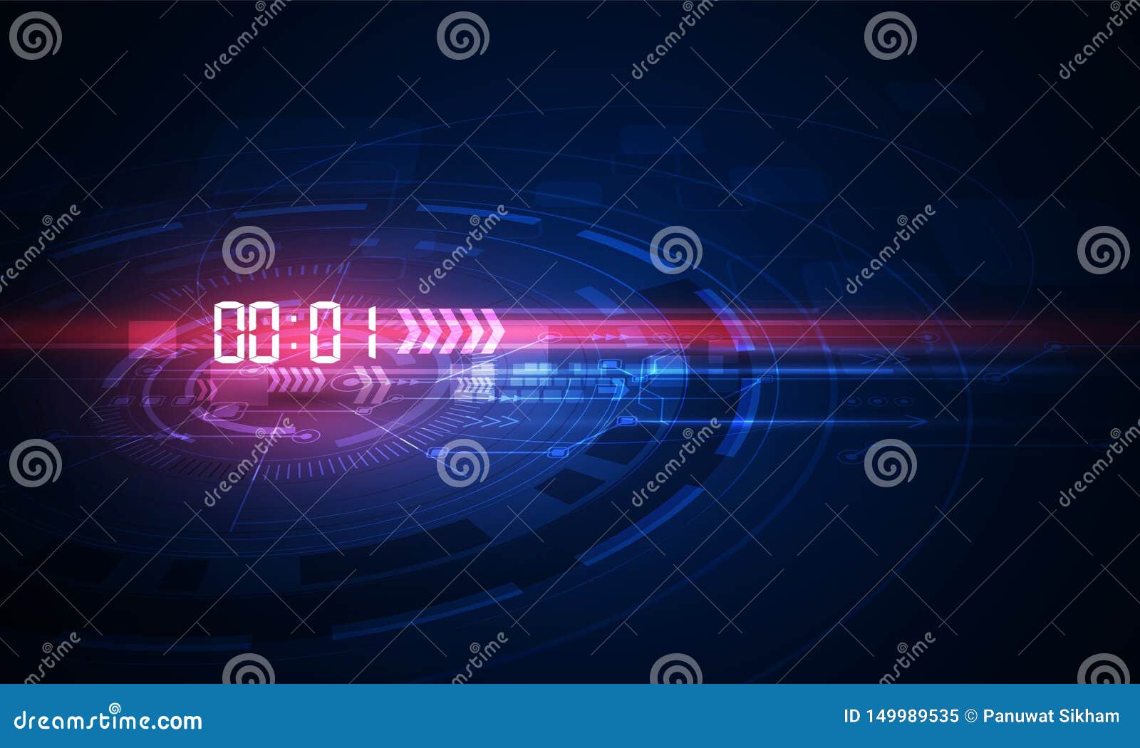 Abstract Futuristic Technology Background with Digital Number Timer Concept and Countdown ...