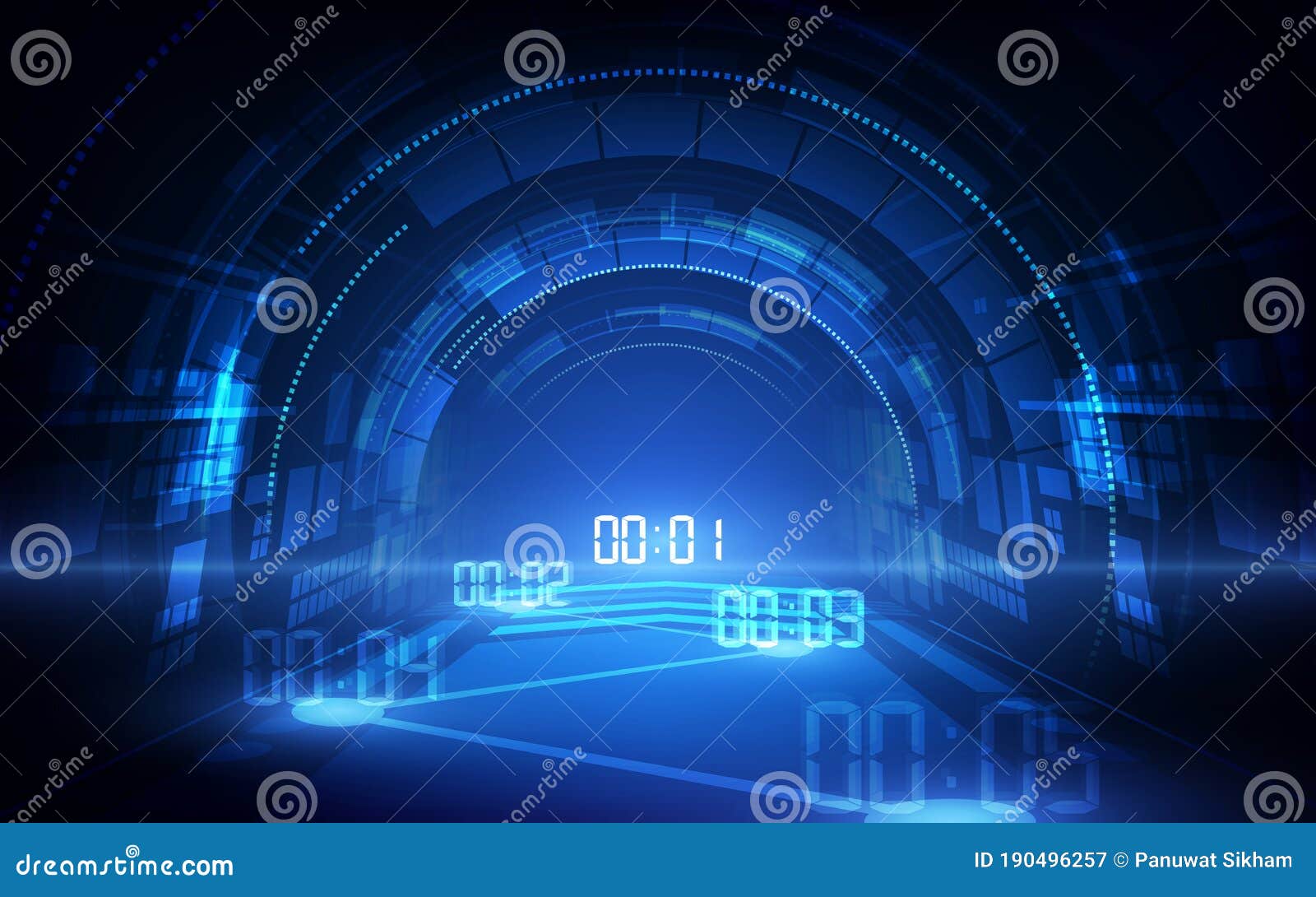 Abstract Futuristic Technology Background with Digital Number Timer ...