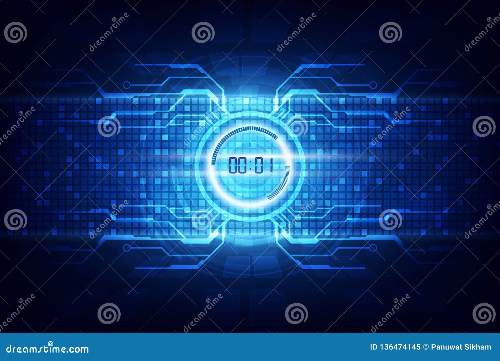 Abstract Futuristic Technology Background with Digital Number Timer ...