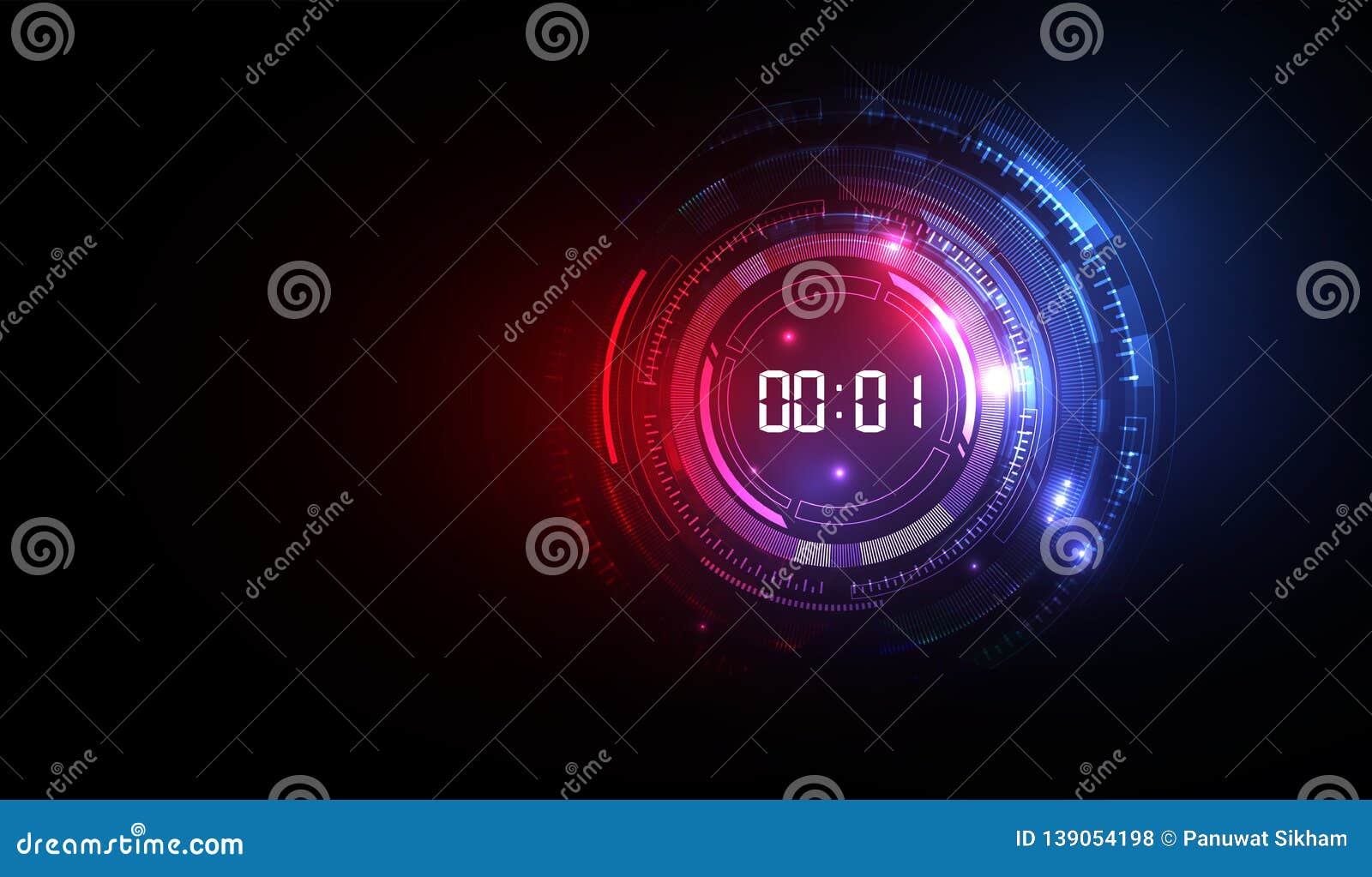 Abstract Futuristic Technology Background with Digital Number Timer ...