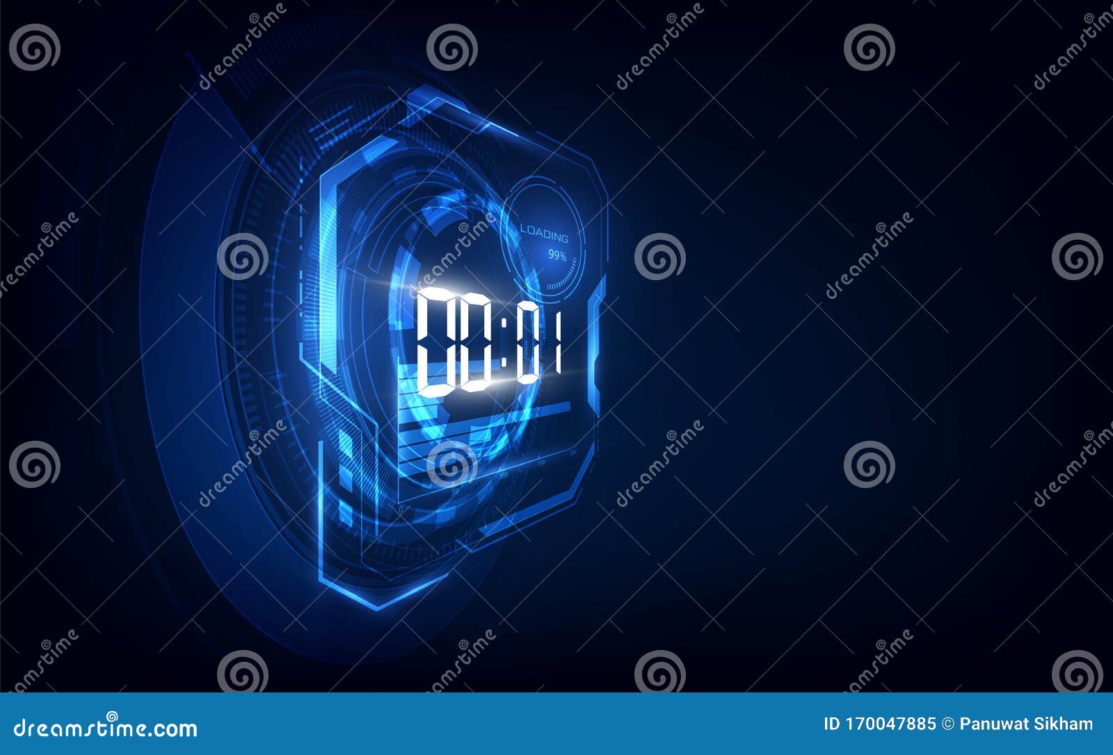 Abstract Futuristic Technology Background With Digital Number Timer ...