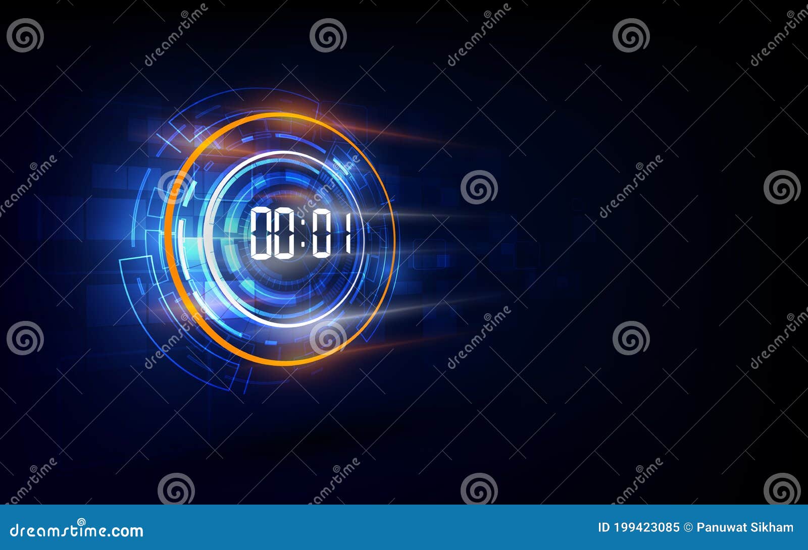 Abstract Futuristic Technology Background with Digital Number Timer ...