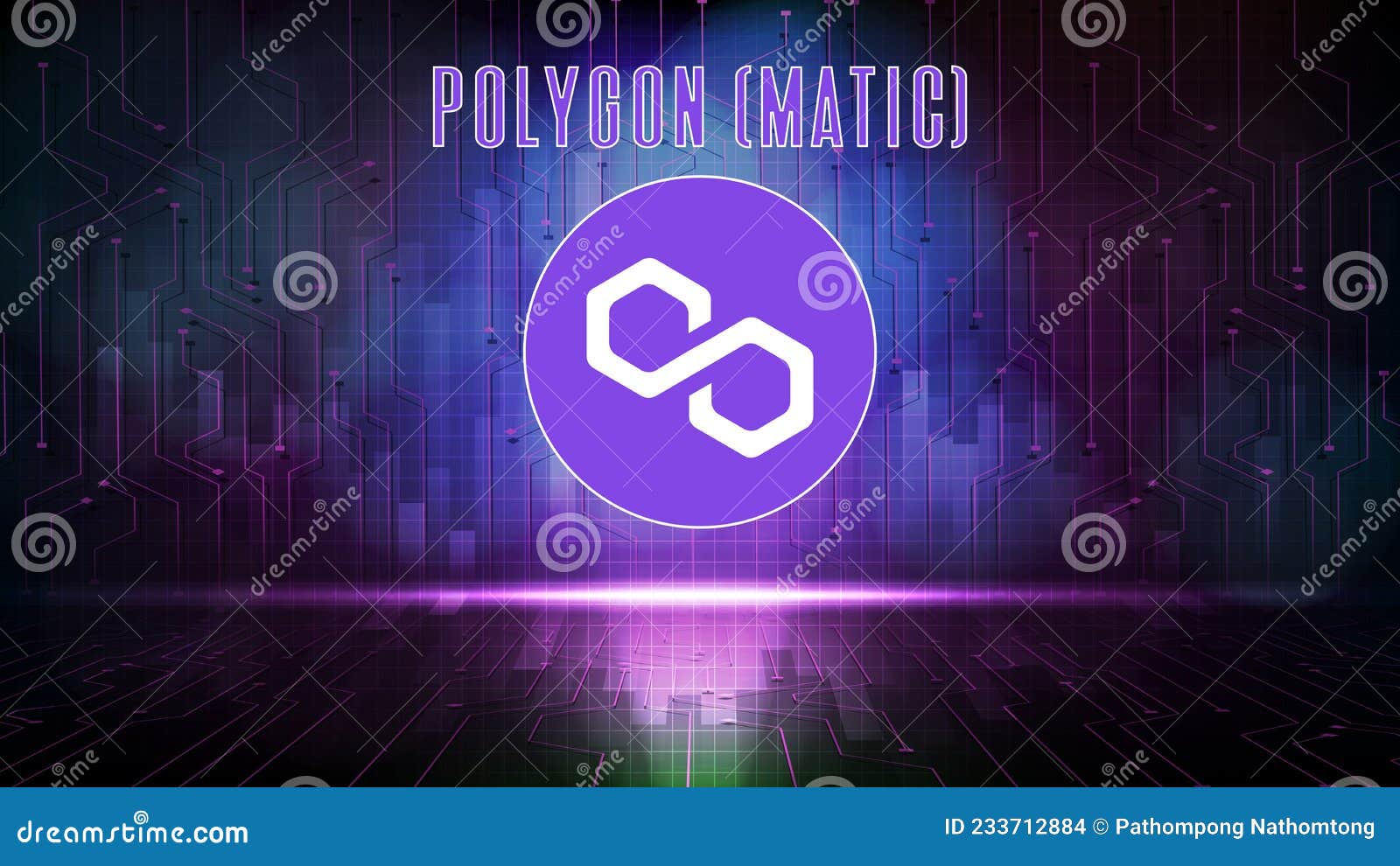 Polygon MATIC Cryptocurrency Token Symbol Of In Circle With PCB Tracks ...