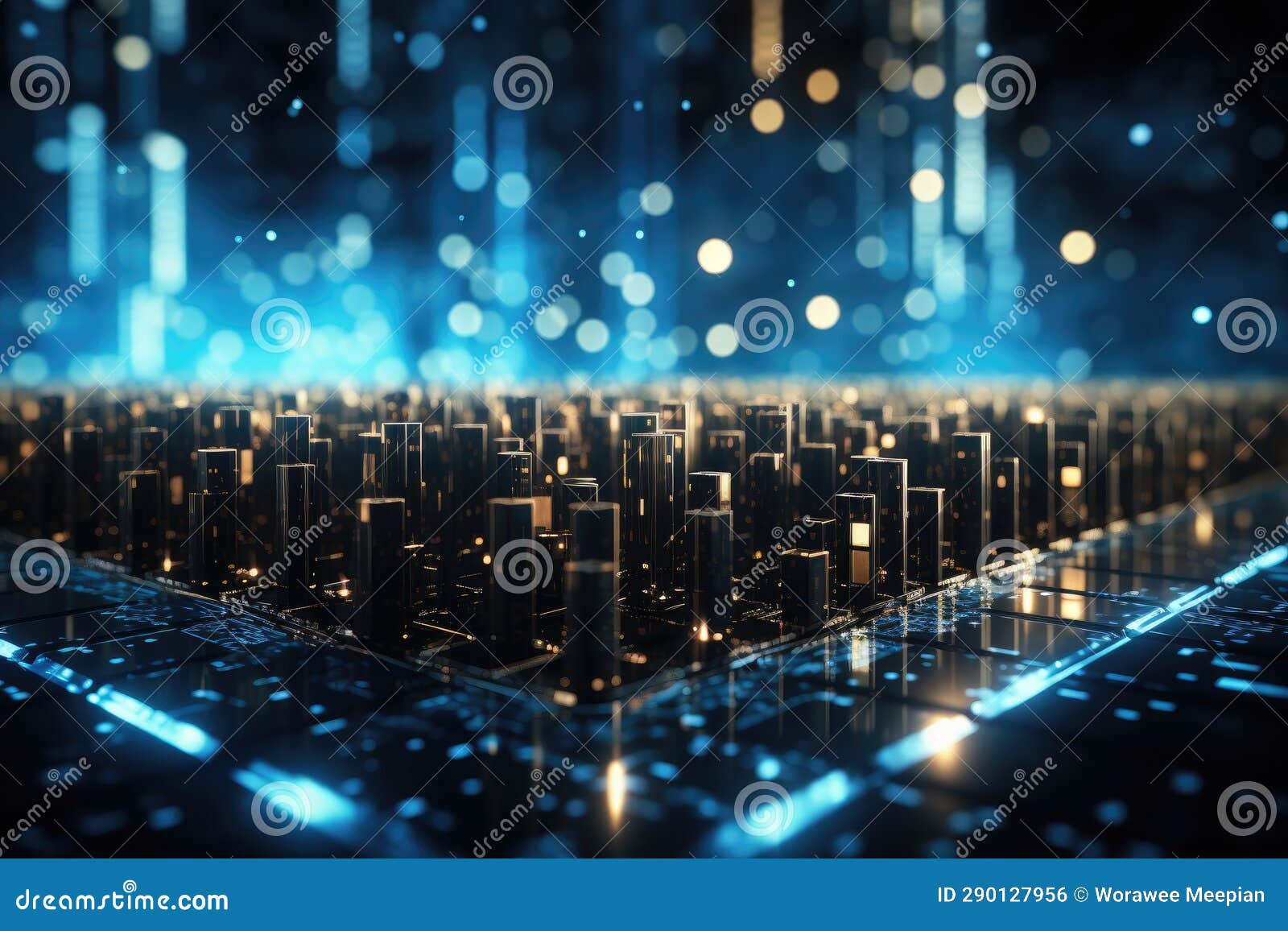 Abstract Futuristic Technology Big Data Transfer or Connecting ...