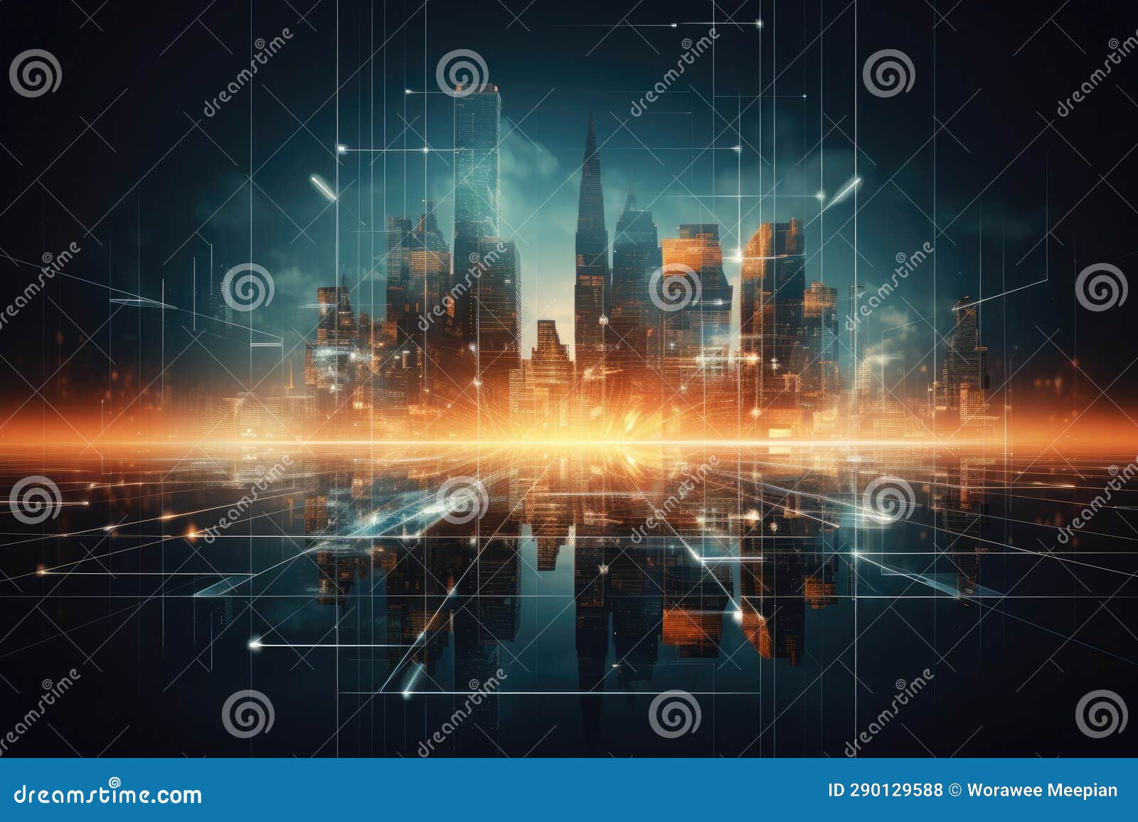 Abstract Futuristic Technology Big Data Transfer or Connecting ...