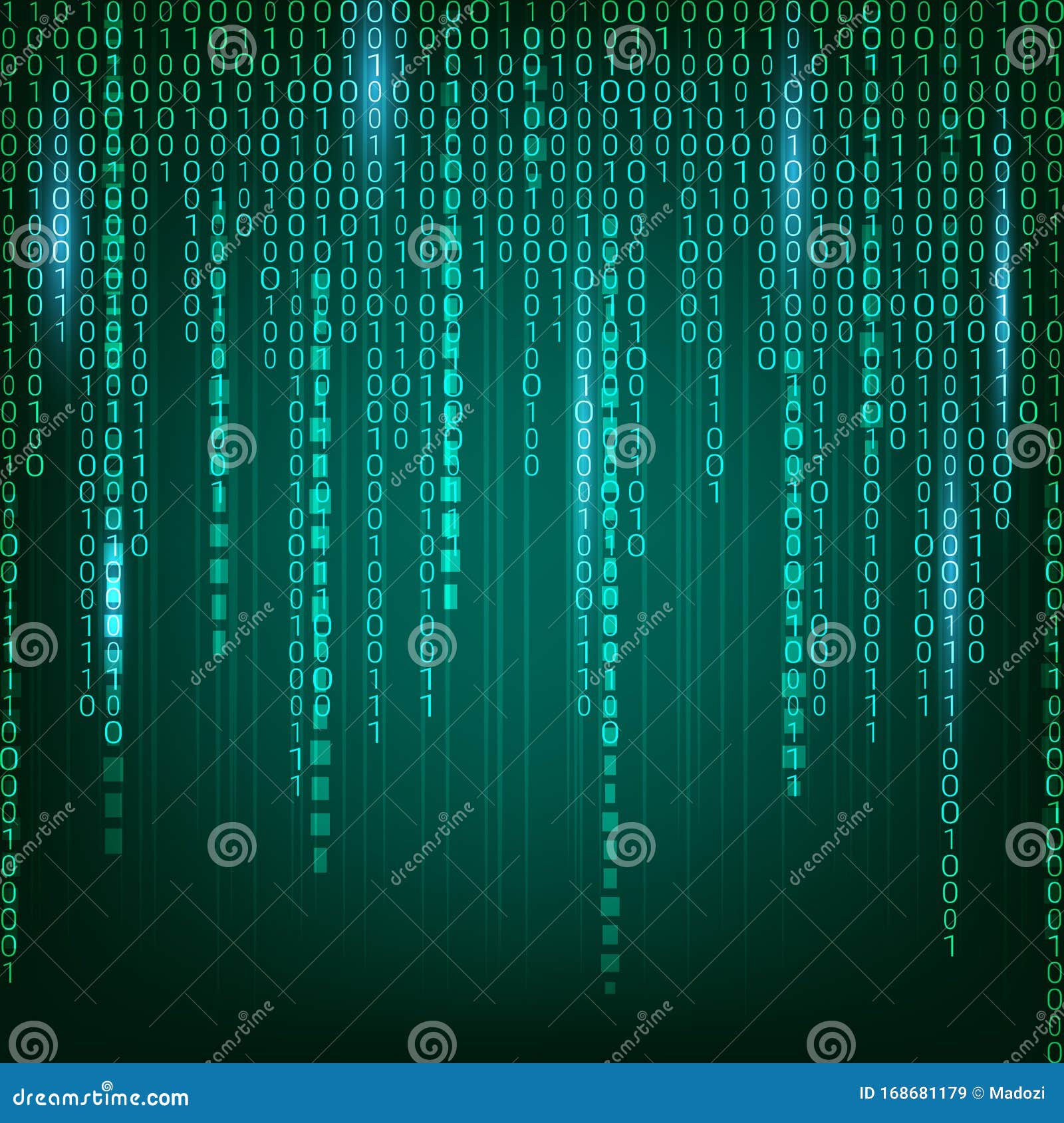 Abstract Futuristic Technology With Binary Code Matrix Background With Digits Stock Vector 5686