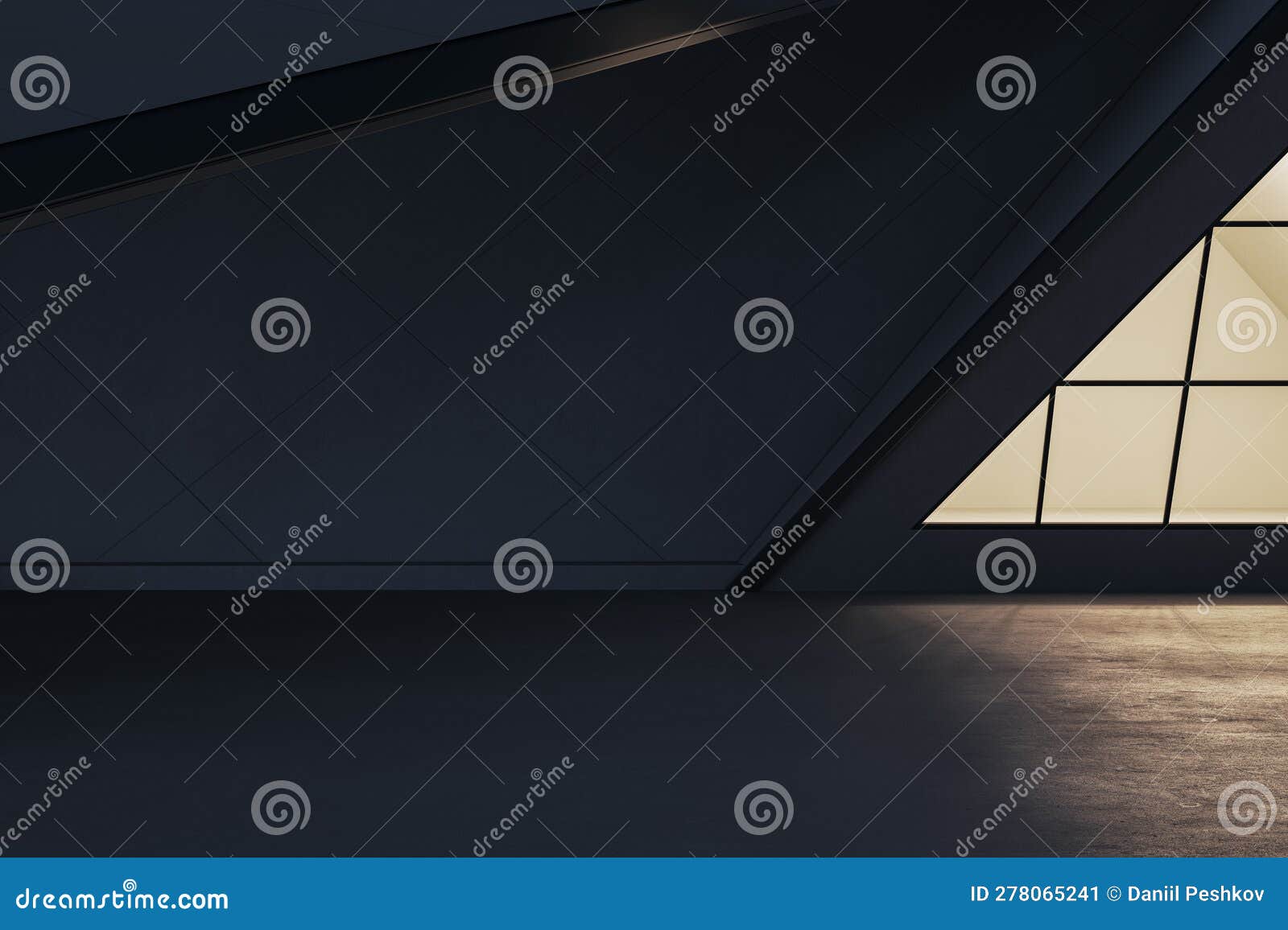 Abstract Futuristic Tile Balcony or Terrace with Window Frame at Night ...