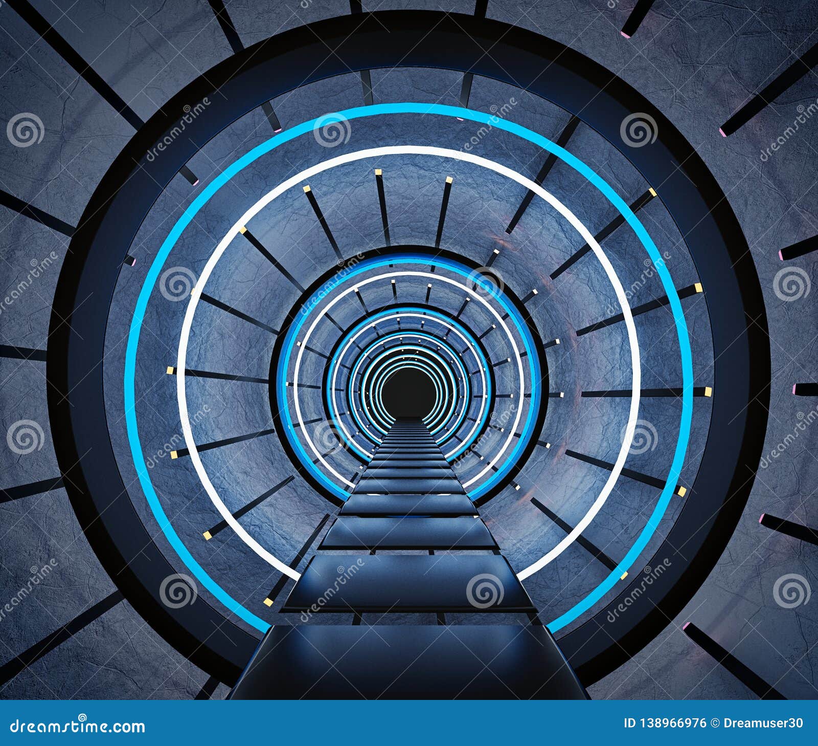 Abstract Futuristic Tunnel 3d Rendering Stock Illustration ...