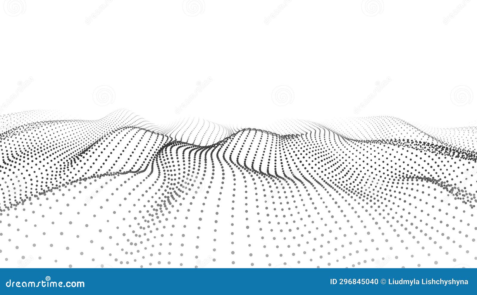 Abstract Futuristic Wave of Black Dots Moving on a White Background.Big ...