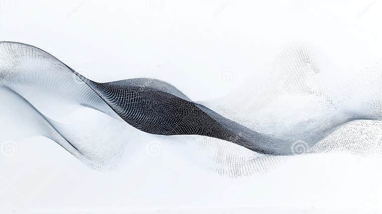 Abstract Futuristic Wave Design. Dynamic Particle Network Forms Flowing ...
