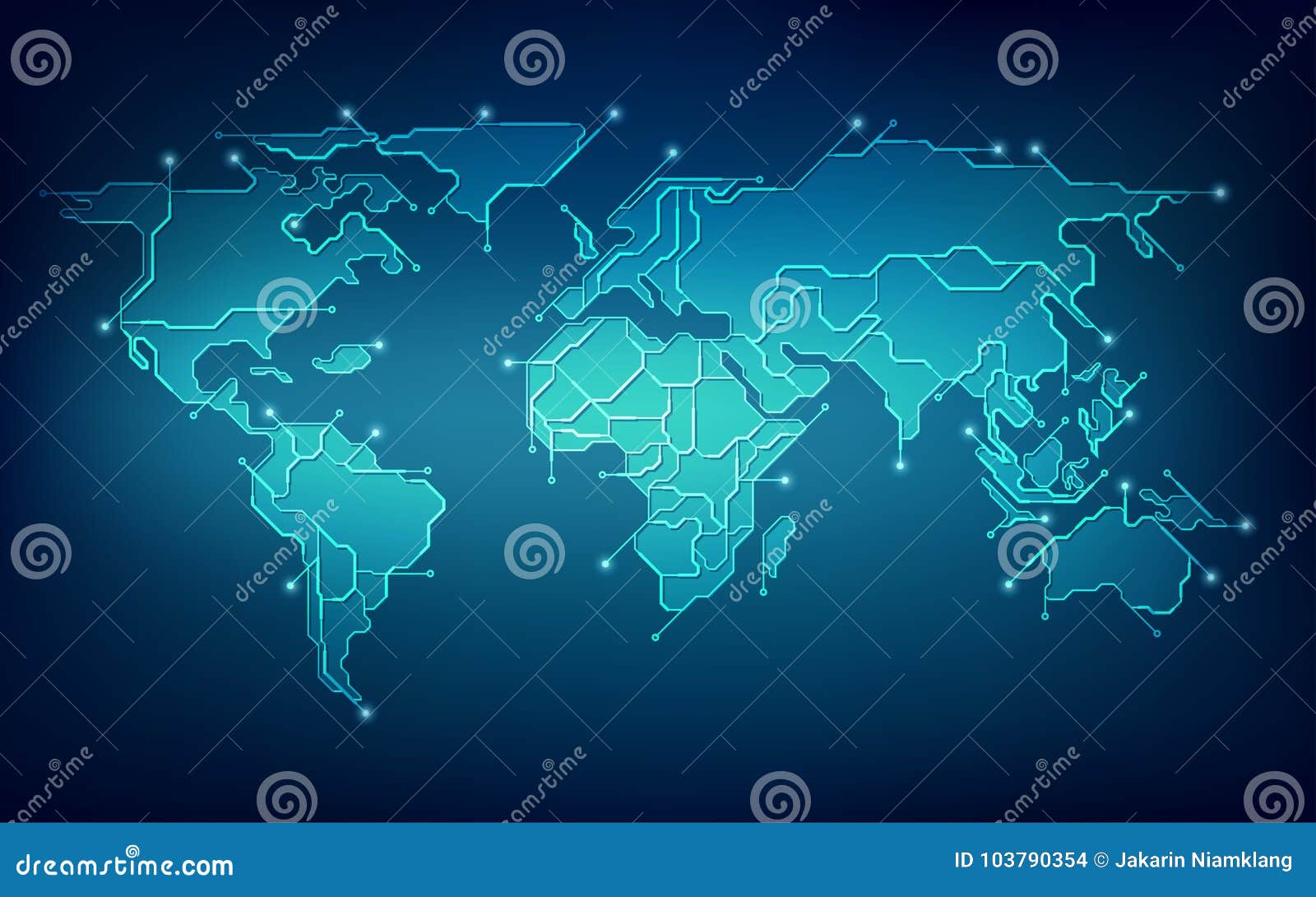 Electronic World map stock vector. Illustration of board - 103790354