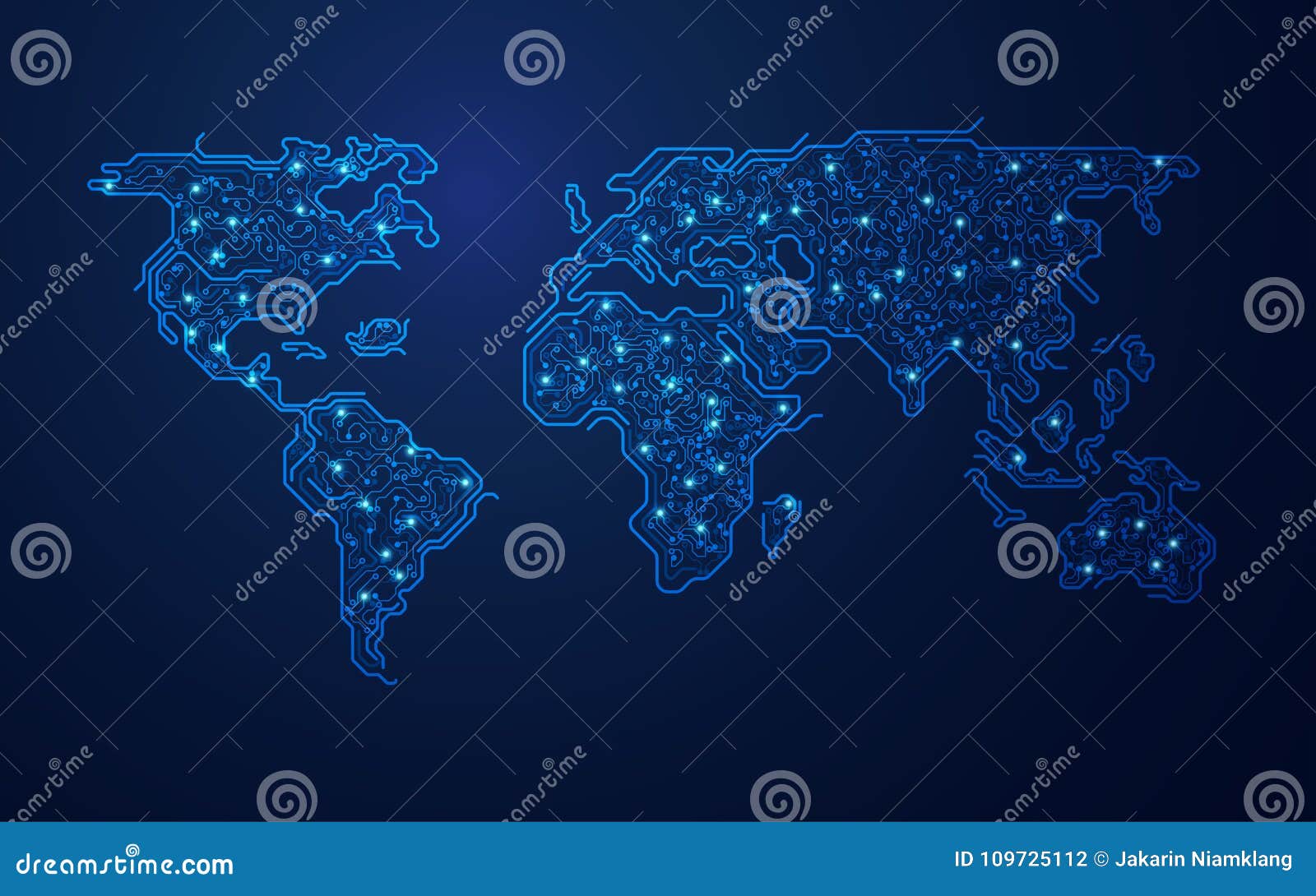 Abstract Technological World Map Stock Vector - Illustration of ...