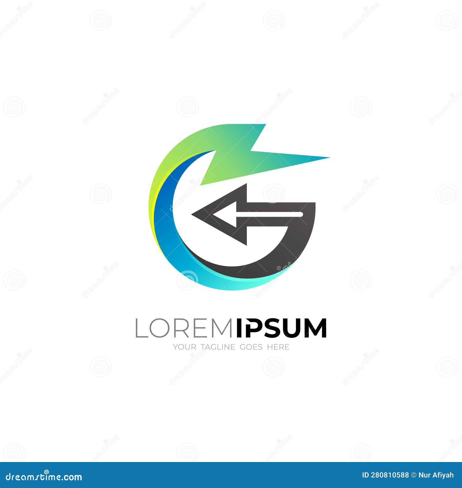 Abstract G Logo and Thunder Design Technology, Power Icon Stock ...