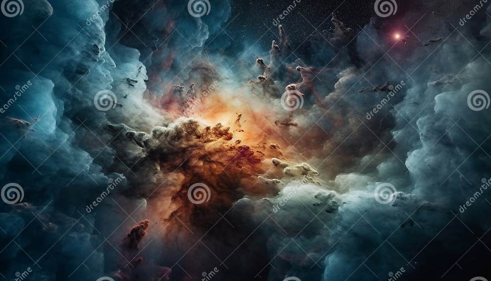 Abstract Galaxy Exploding in a Bright Nebula of Glowing Stars Generated ...