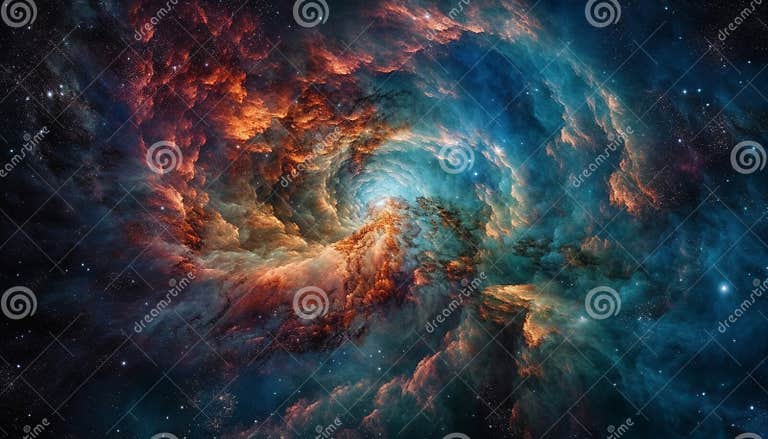 Abstract Galaxy Exploding in Multi Colored Star Field, Glowing with ...